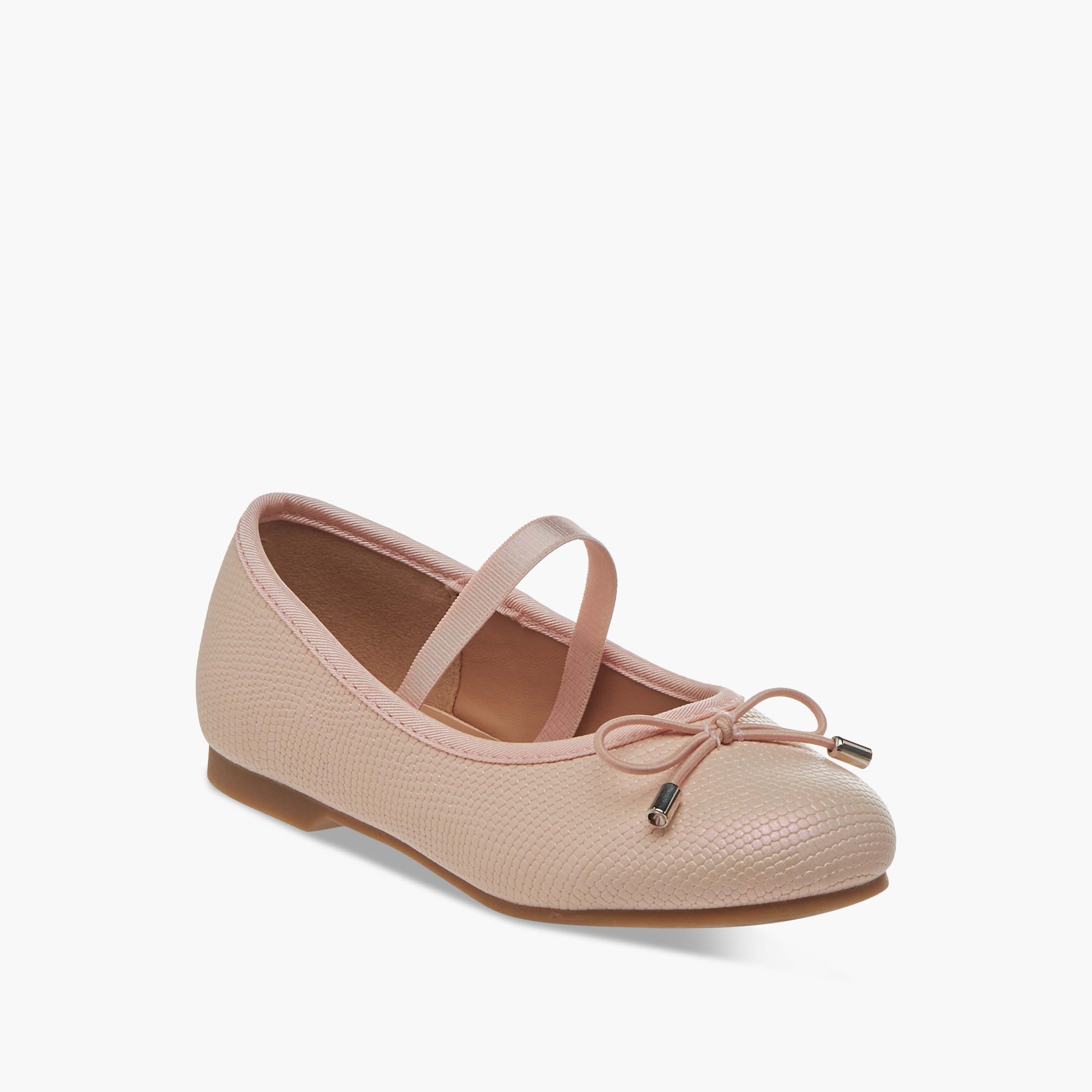 Shop Juniors Bow Accent Slip-On Ballerina Shoes with Elasticated Strap ...