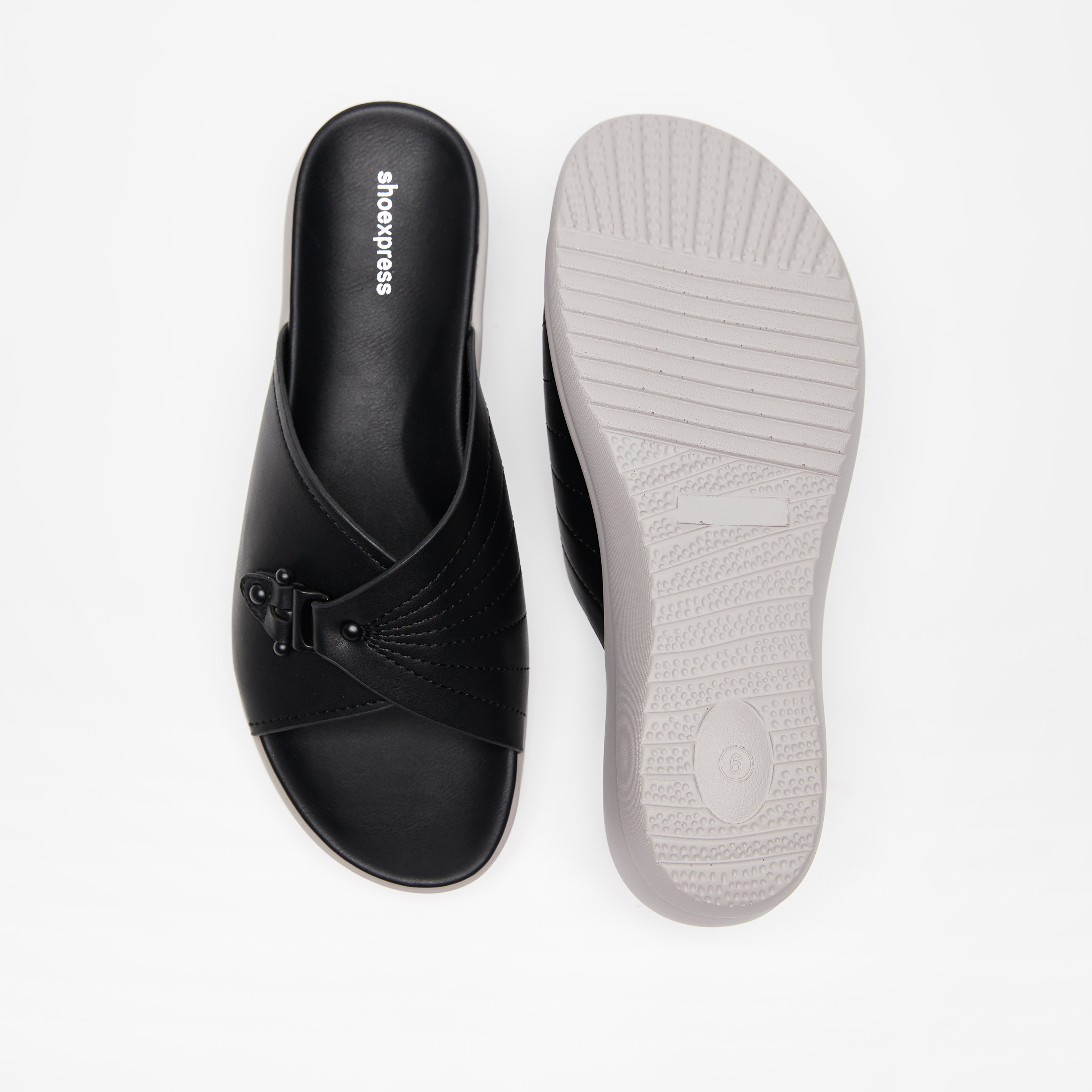 Buy Stitch Detail Slip-On Sandals with Buckle Accent Online ...