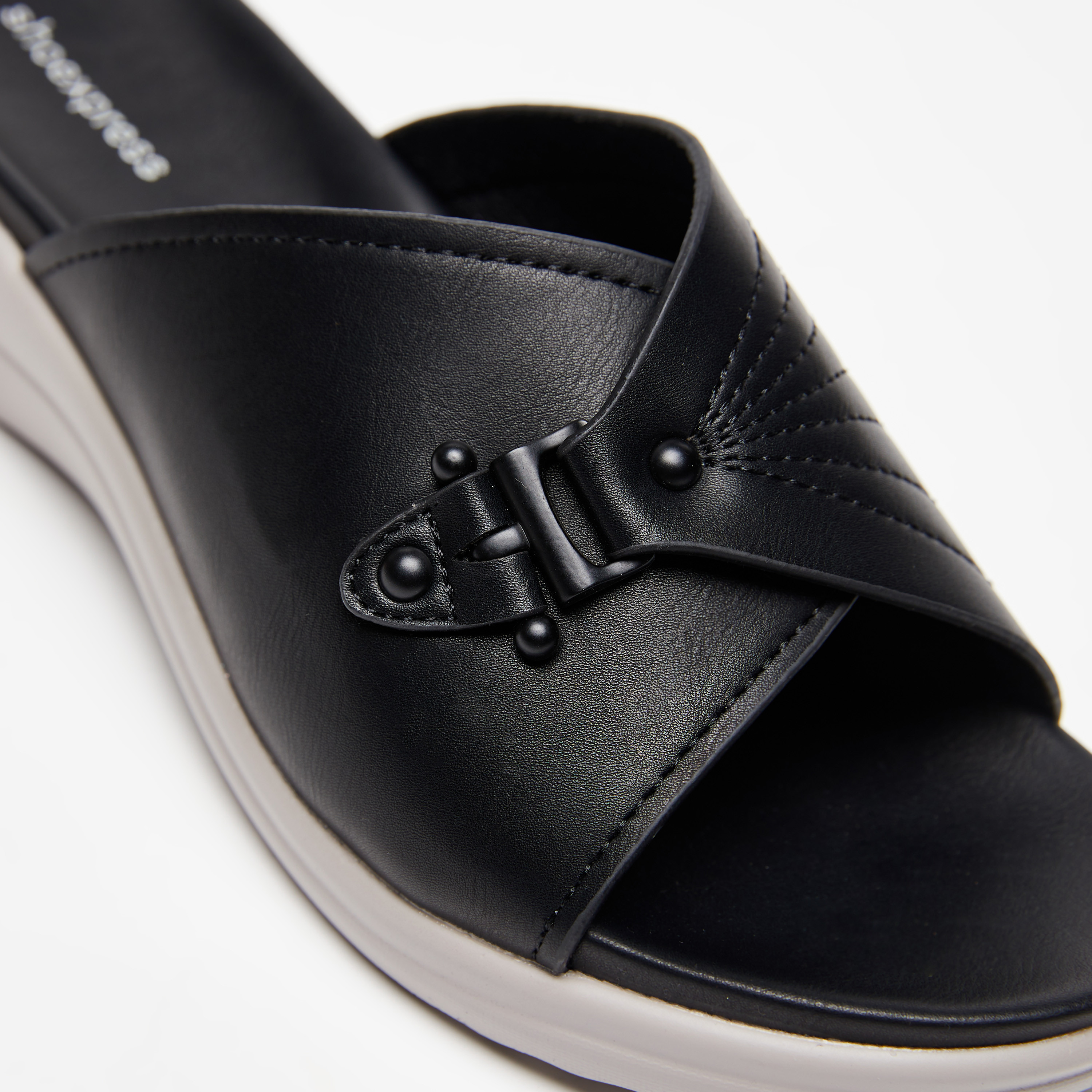 Buy Stitch Detail Slip-On Sandals with Buckle Accent Online ...