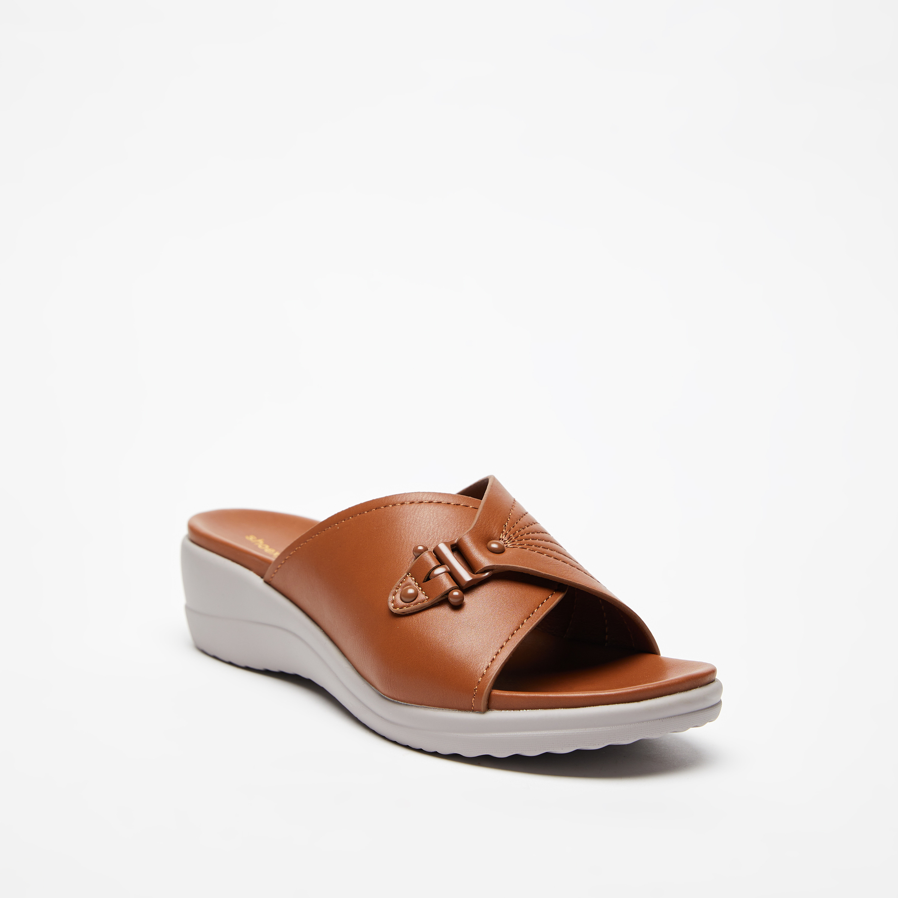 Buy Stitch Detail Slip-On Sandals with Buckle Accent Online ...