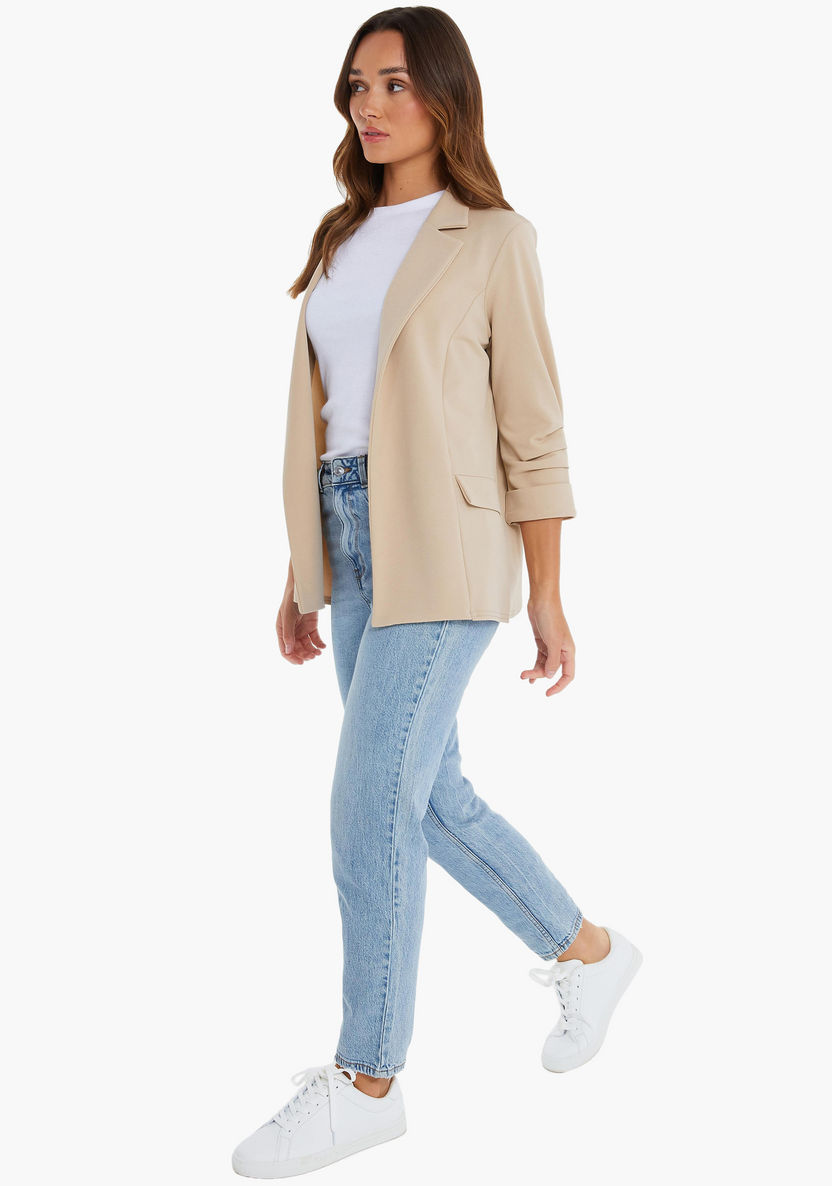 Buy Womens Quiz Plain Notched Lapel Ruched Sleeve Blazer With Flap