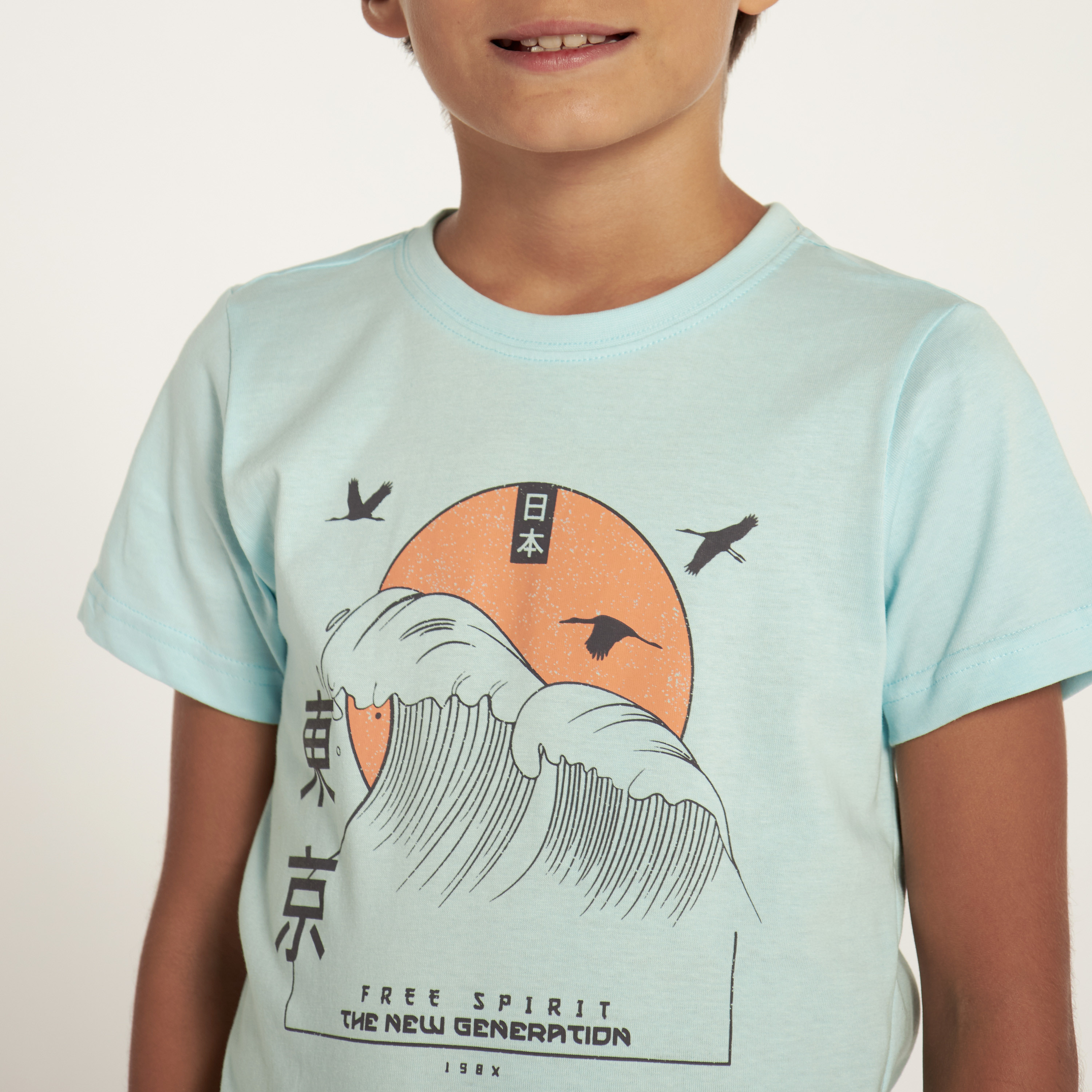 Juniors Graphic Print Crew Neck T-shirt with Short Sleeves Online ...