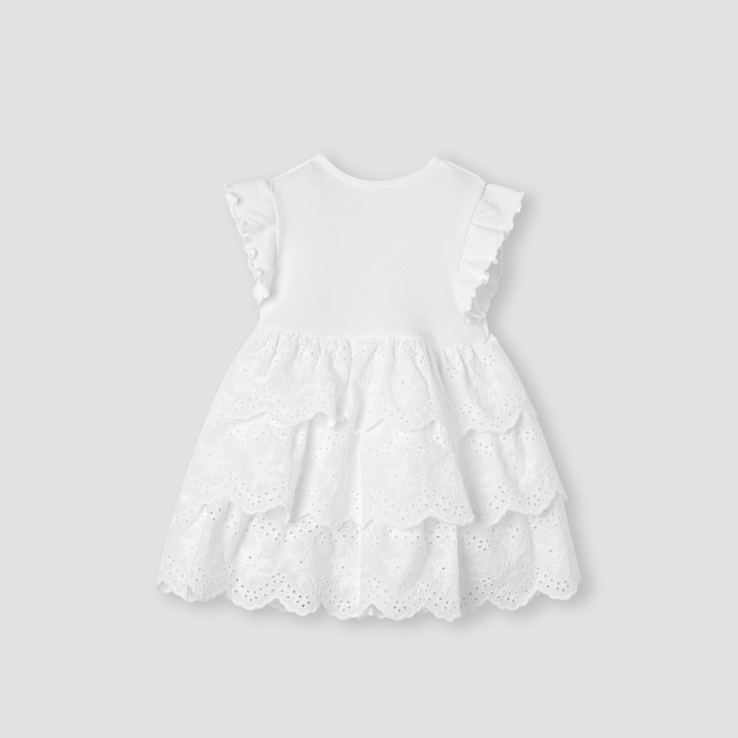 Buy Giggles Schiffli Textured Tiered Dress with Bow Accent Online ...