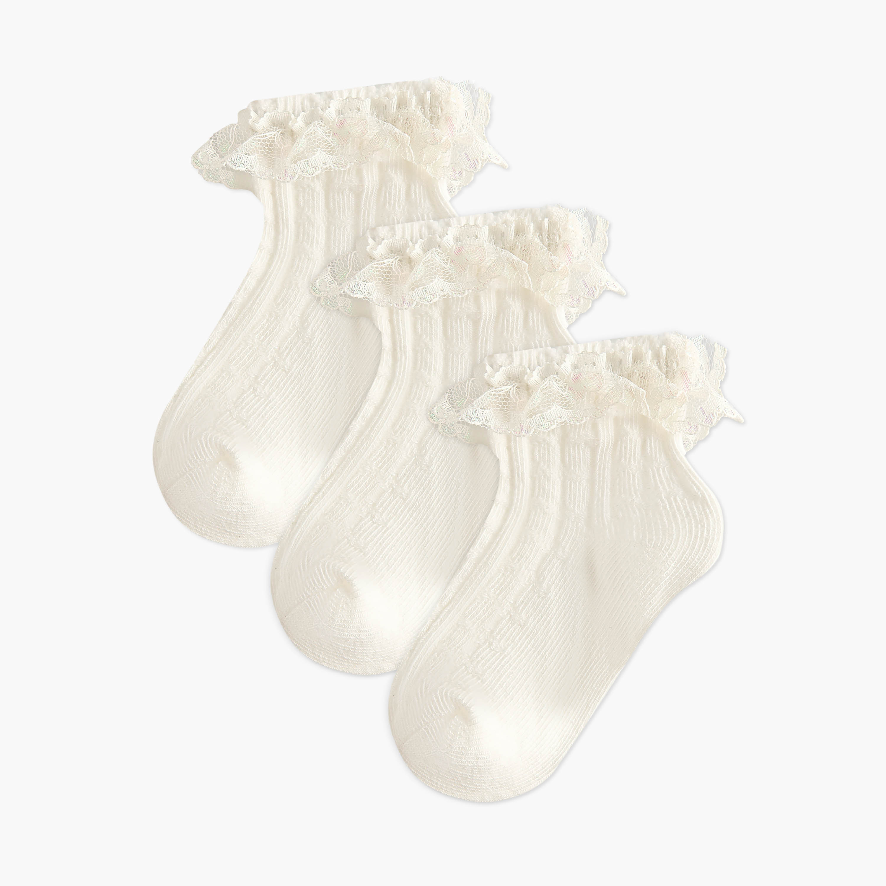 Buy Pack of 3 Barefeet Girls Socks with Frill Detail Online ...