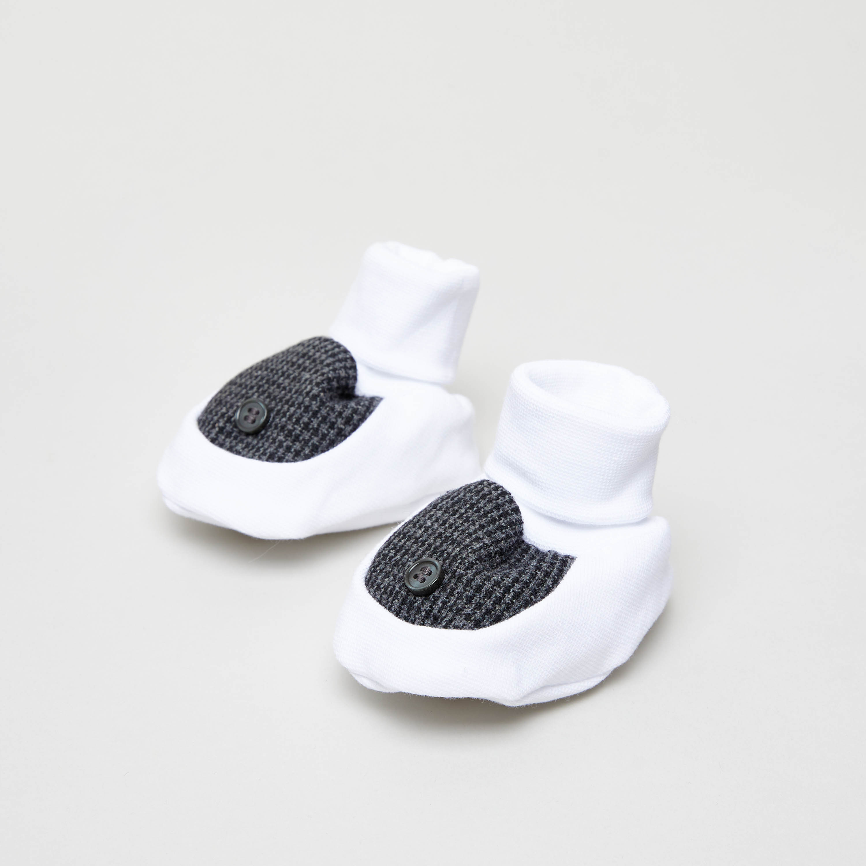 Buy Giggles Textured Booties with Button Applique Online | Centrepoint UAE