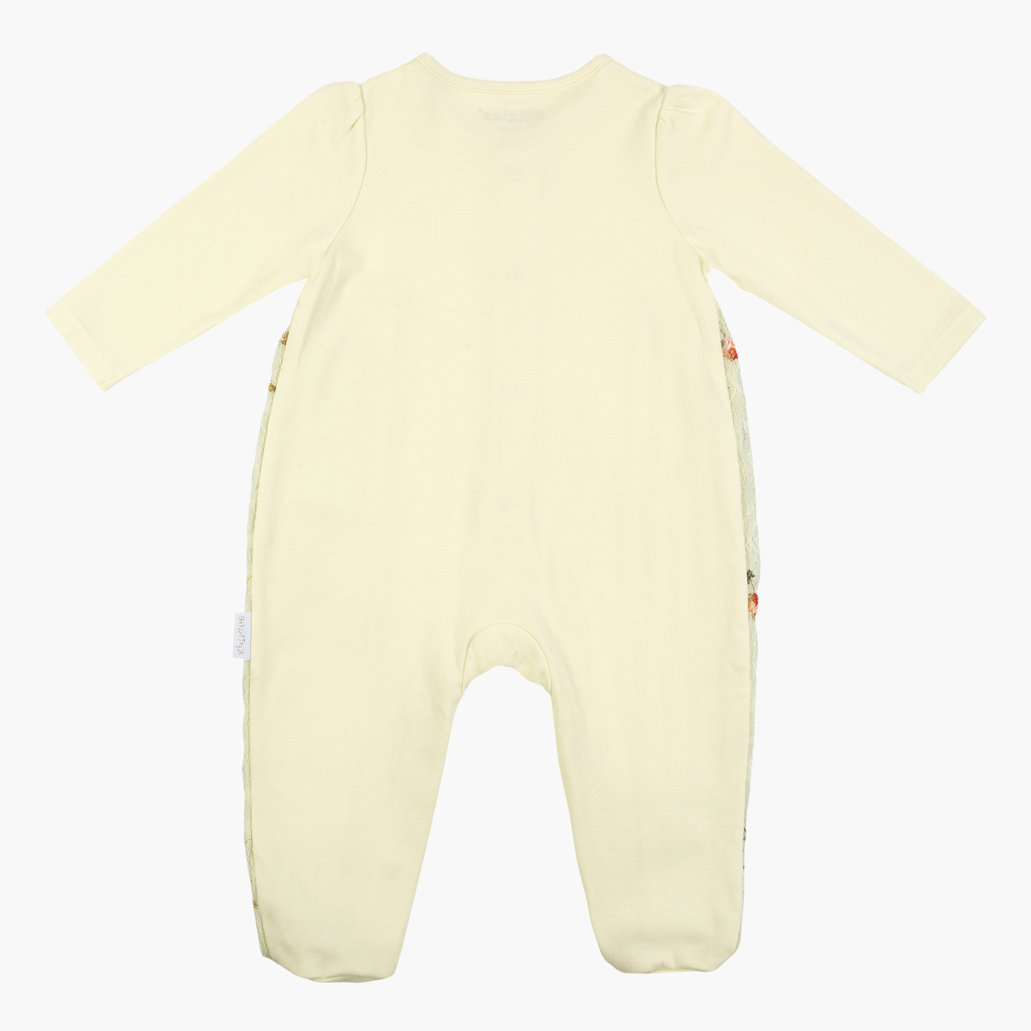 Buy Giggles Closed Feet Sleepsuit with Floral Appliques and Lace Insert ...