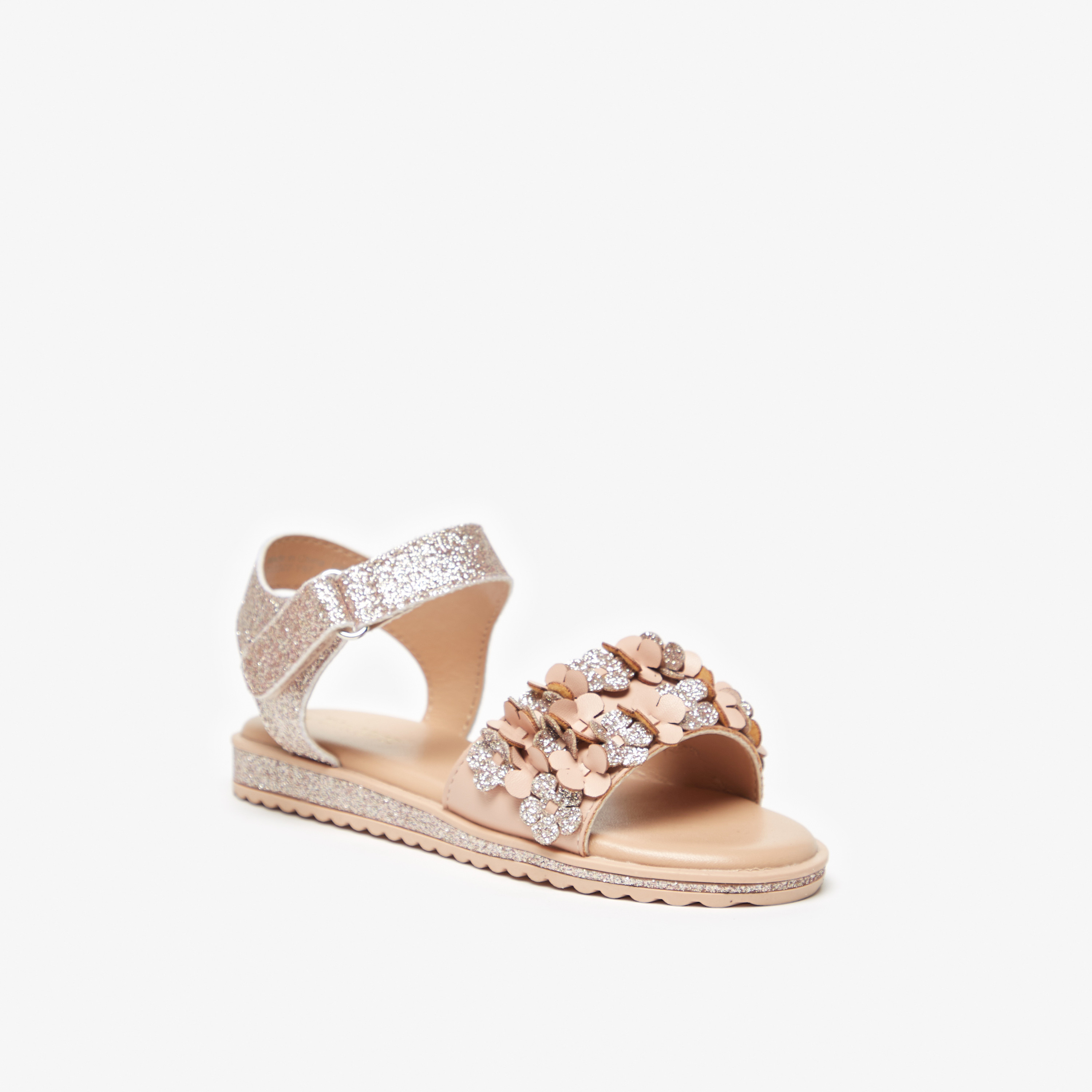 Shop Juniors Floral Accent Sandals with Hook and Loop Closure Online ...