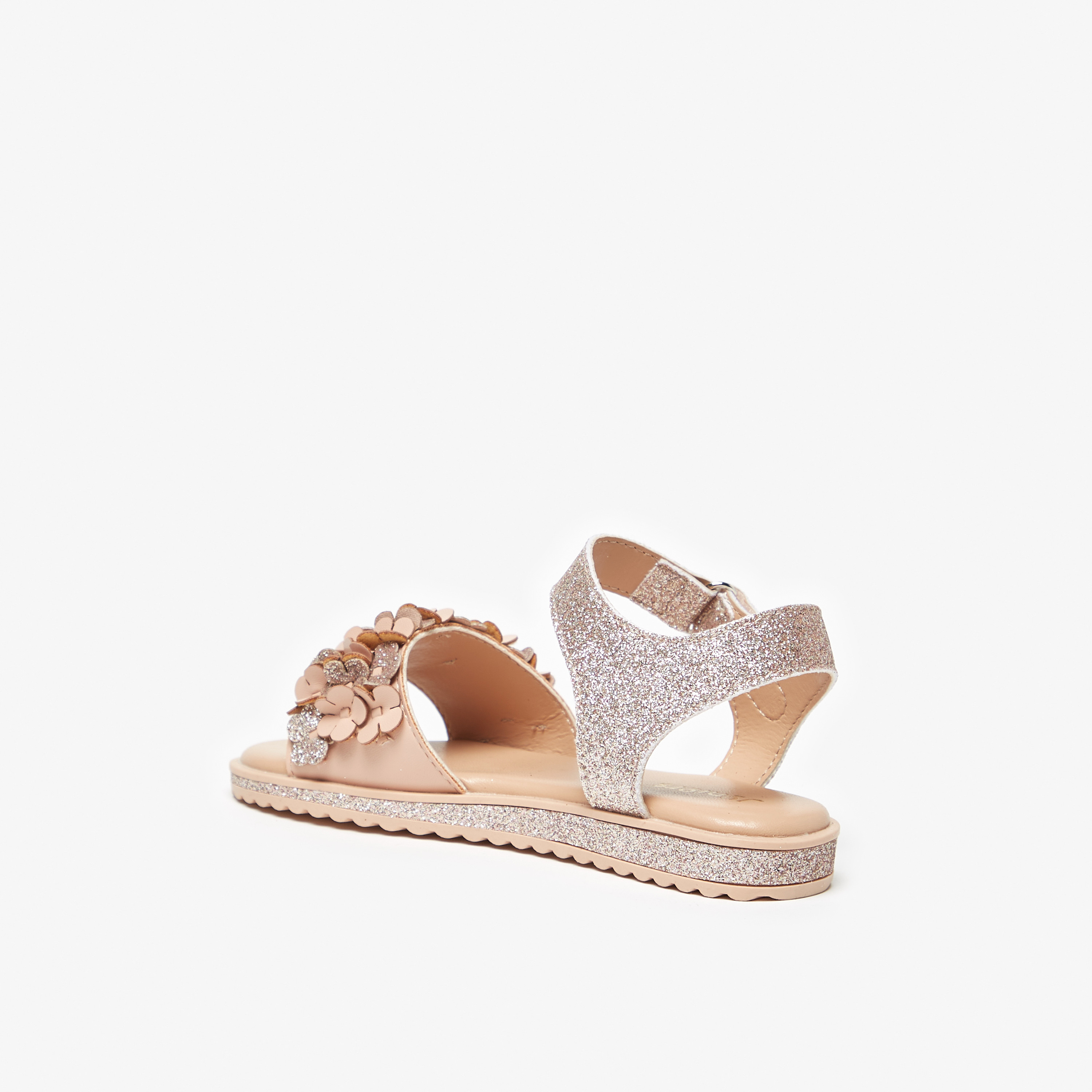 Shop Juniors Floral Accent Sandals with Hook and Loop Closure Online ...