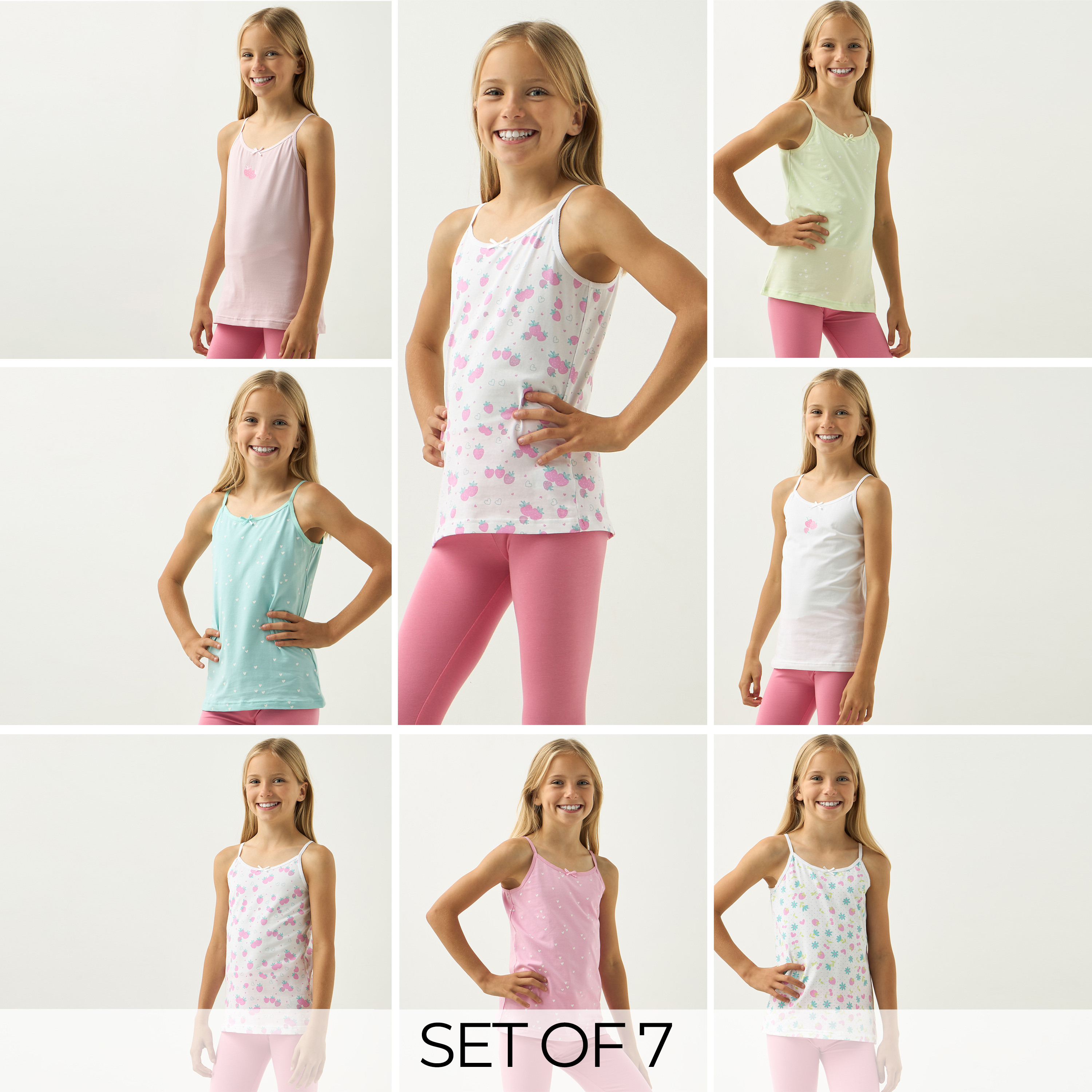Juniors Printed Vest with Round Neck - Set of 7 Online | Girls ...
