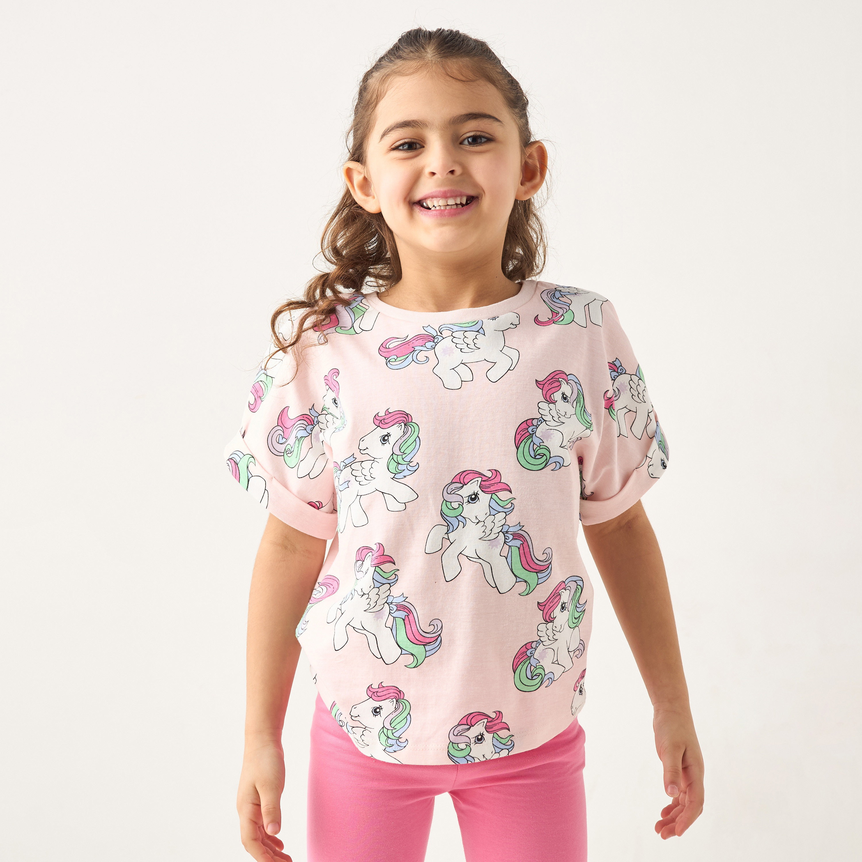 Shop Hasbro All Over Pony Print Round Neck T shirt with Short Sleeves Online Babyshop UAE