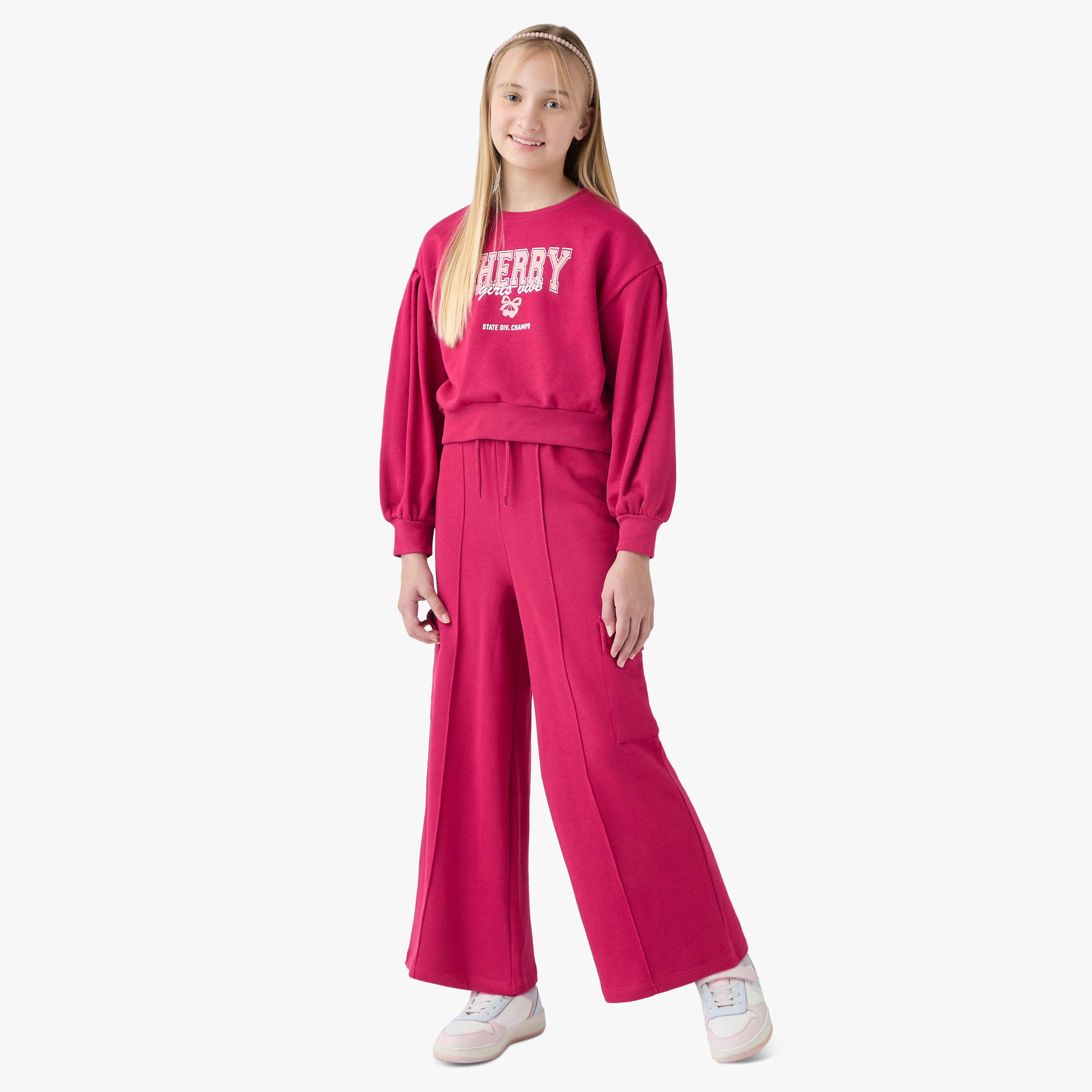 Shop Juniors Varsity Print Sweatshirt and Cargo Pants Set Online ...