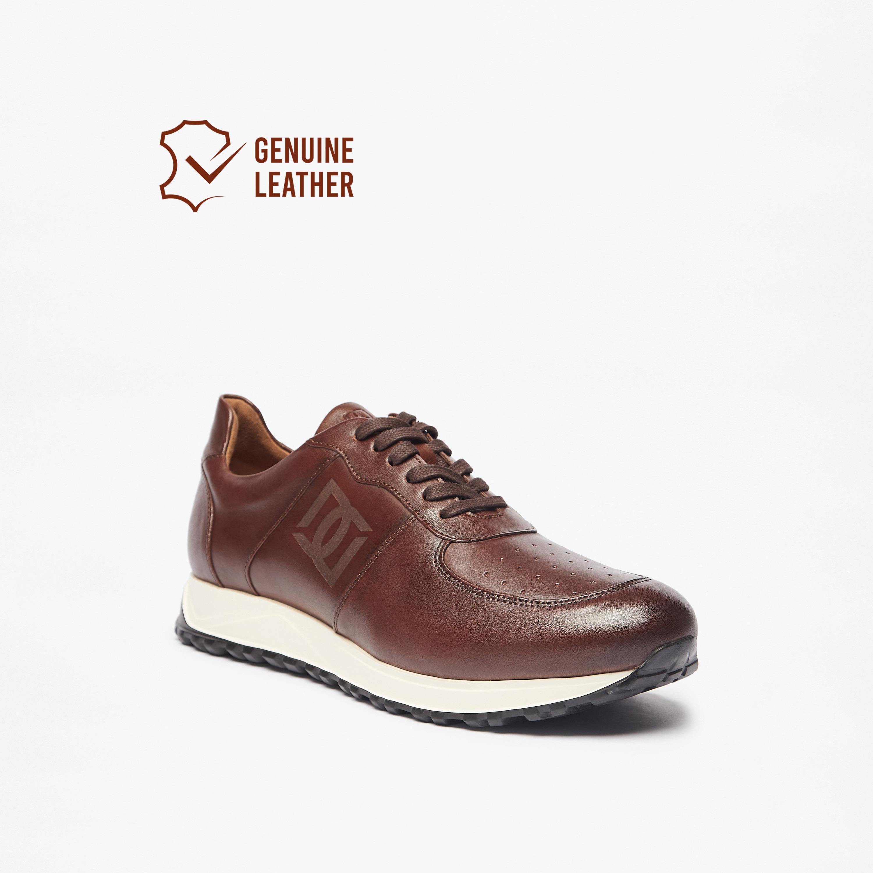 Shop Duchini Men's Leather Solid Lace-Up Low Ankle Sneakers Online ...