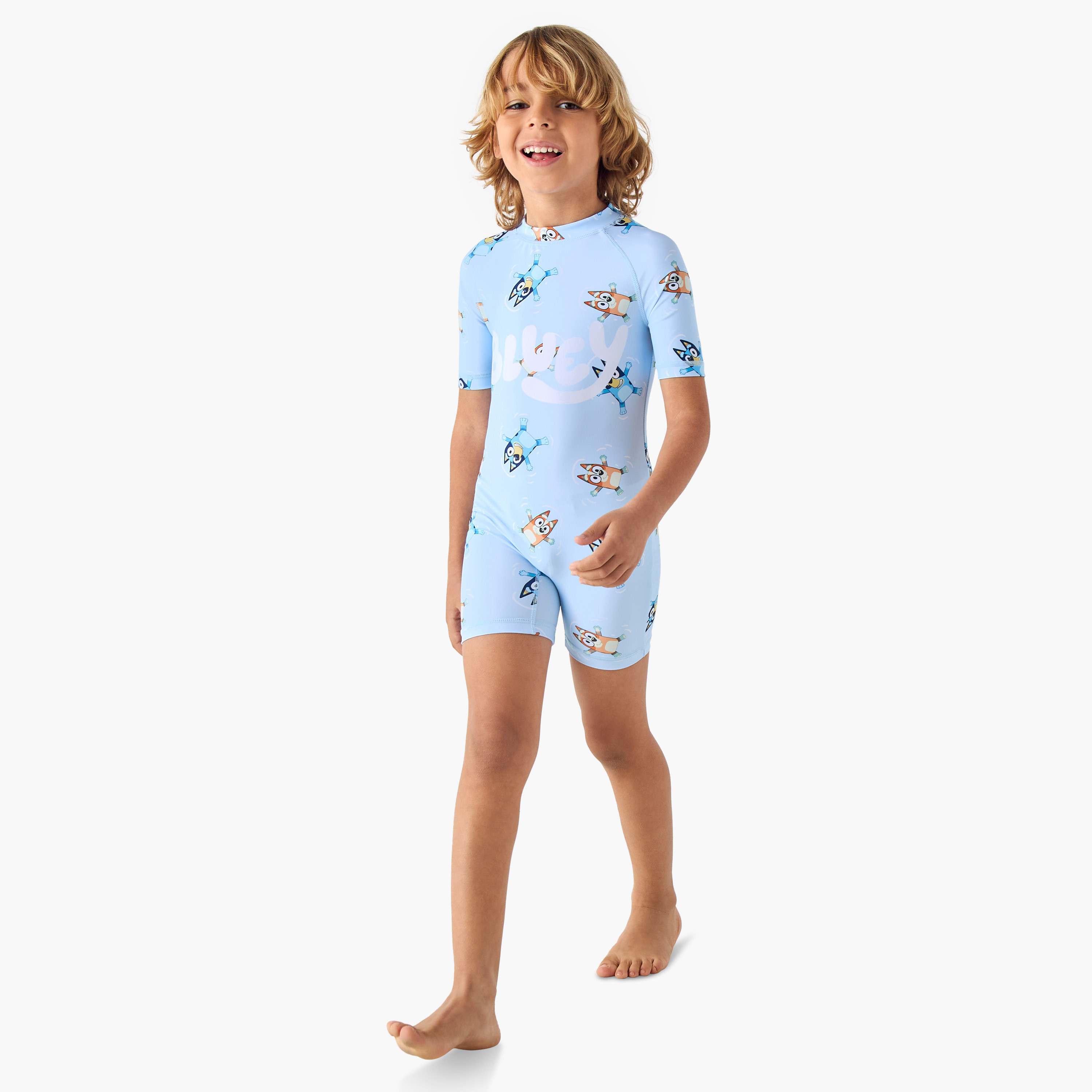 Shop Bluey All-Over Print Swimsuit with Zip Closure and Raglan Sleeves ...