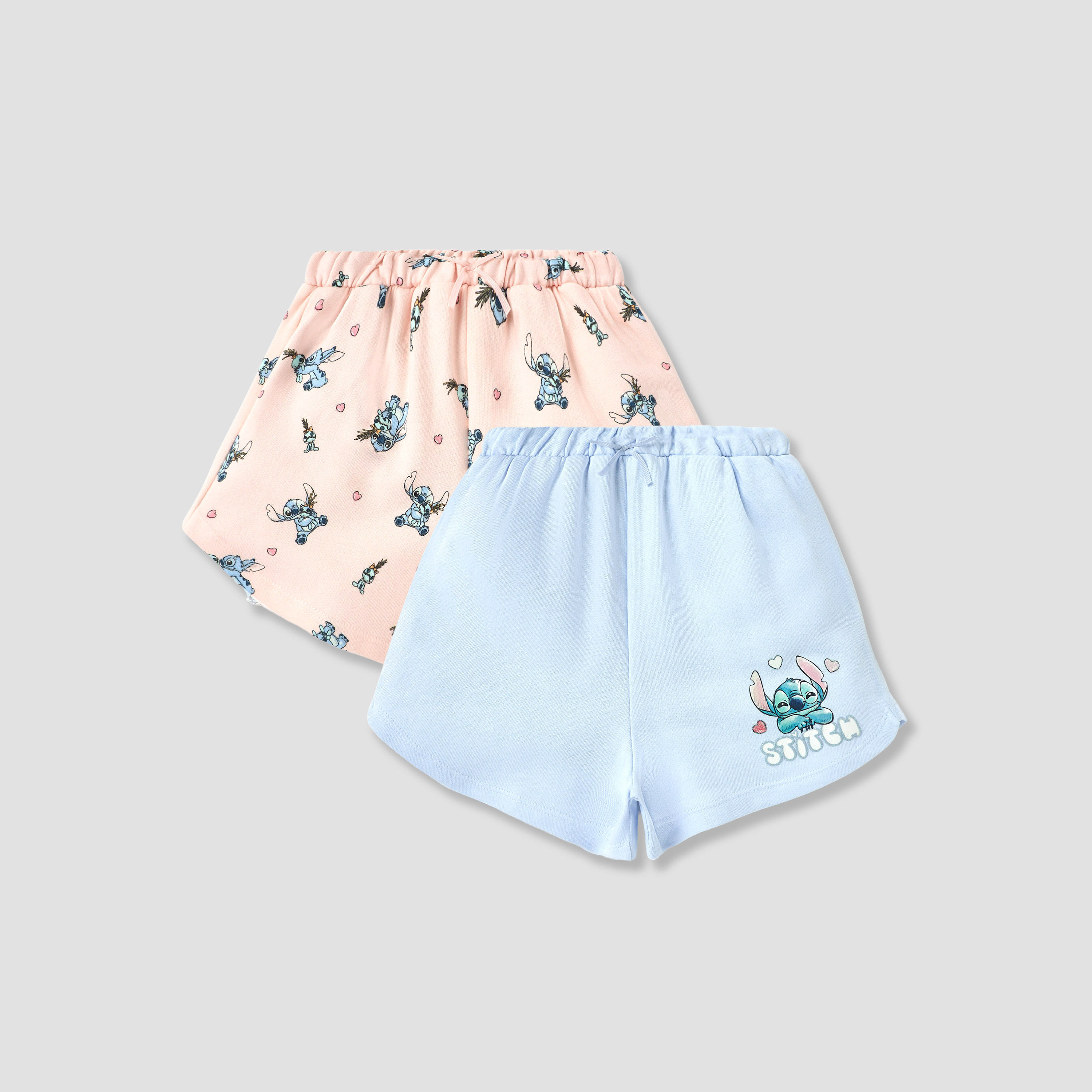 Buy Disney Stitch Print Shorts with Drawstring Closure - Set of 2 ...