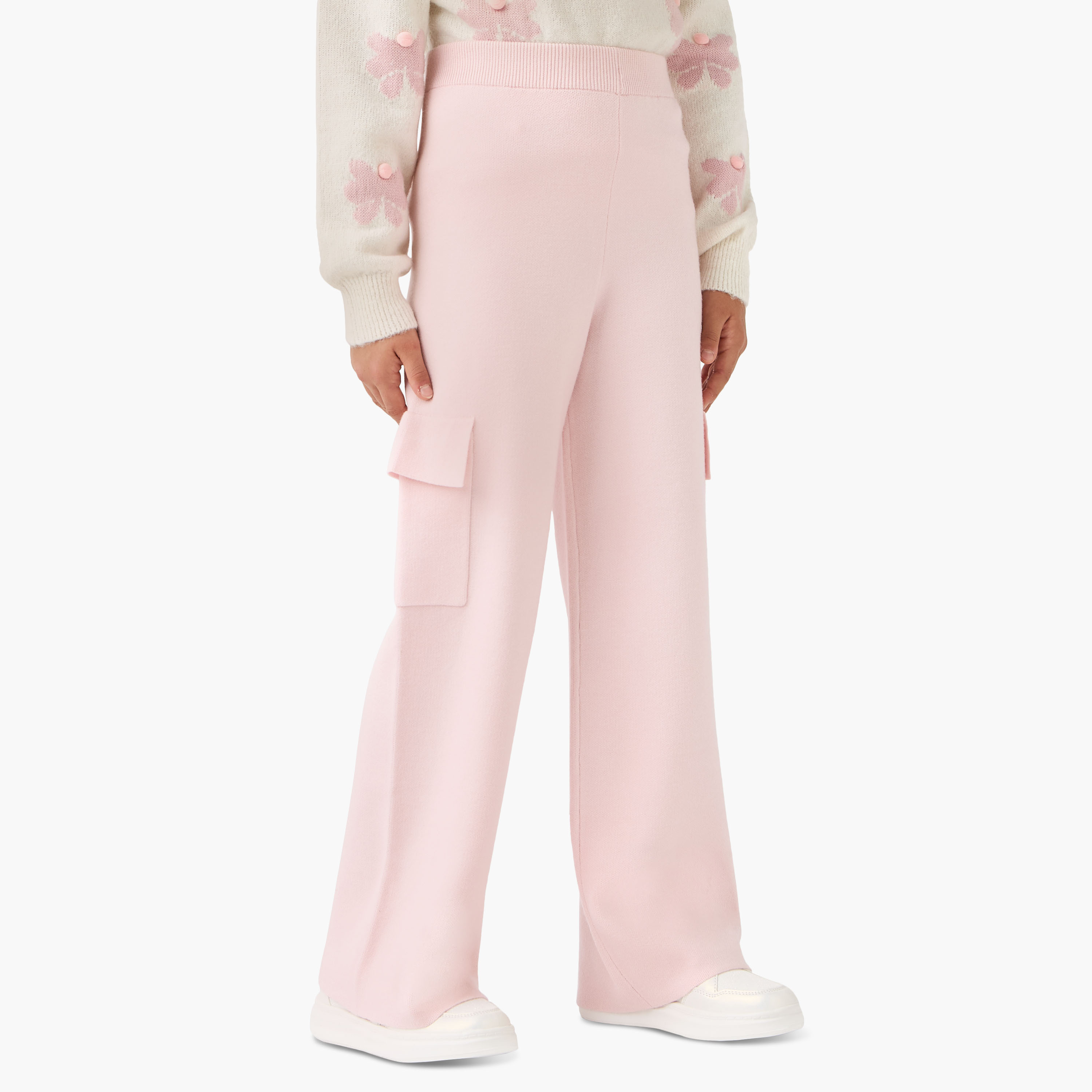 Buy Juniors Solid Cargo Pants with Elasticated Waistband and Pockets ...