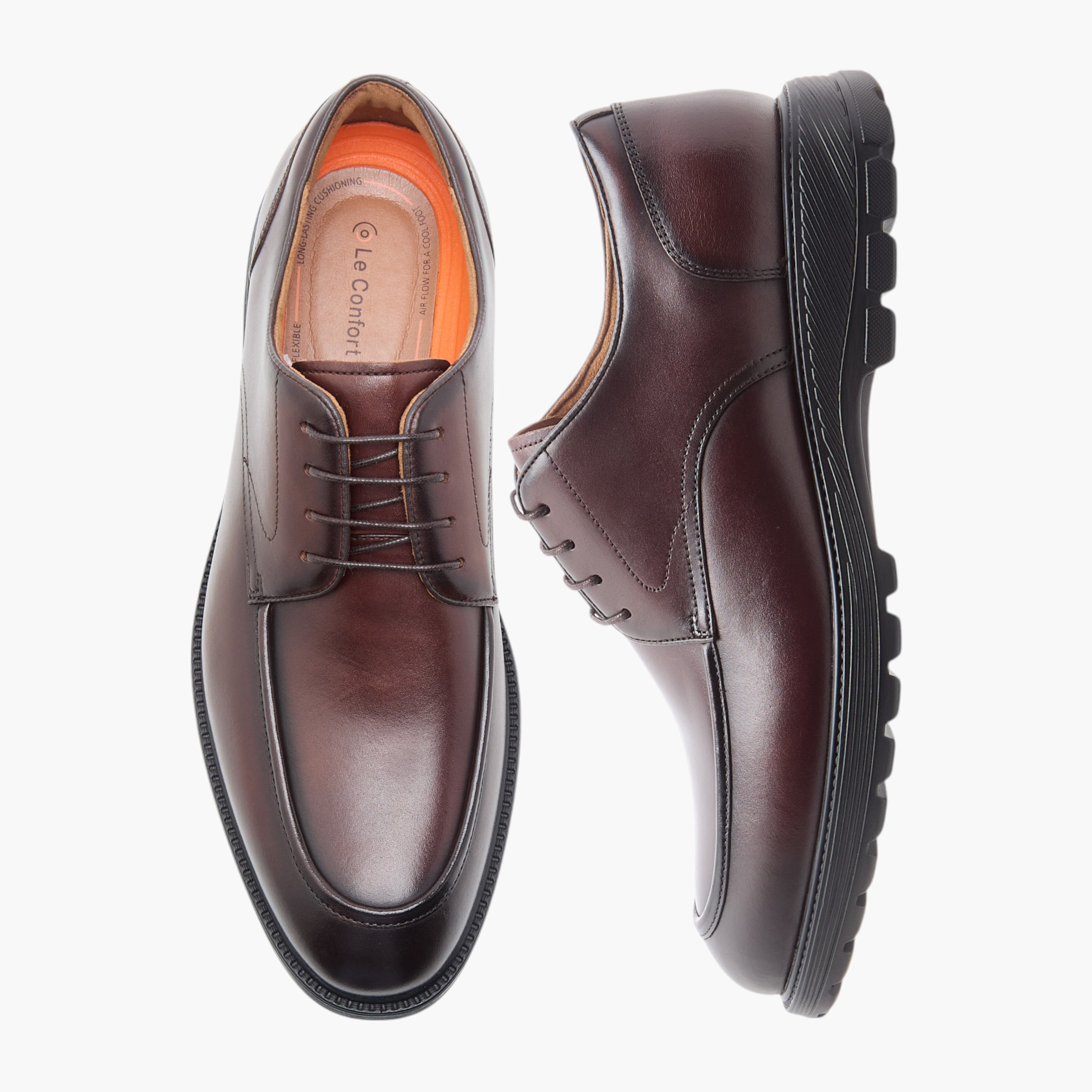 Shop Le Confort Leather Solid Derby Shoes with Lace-Up Closure Online ...