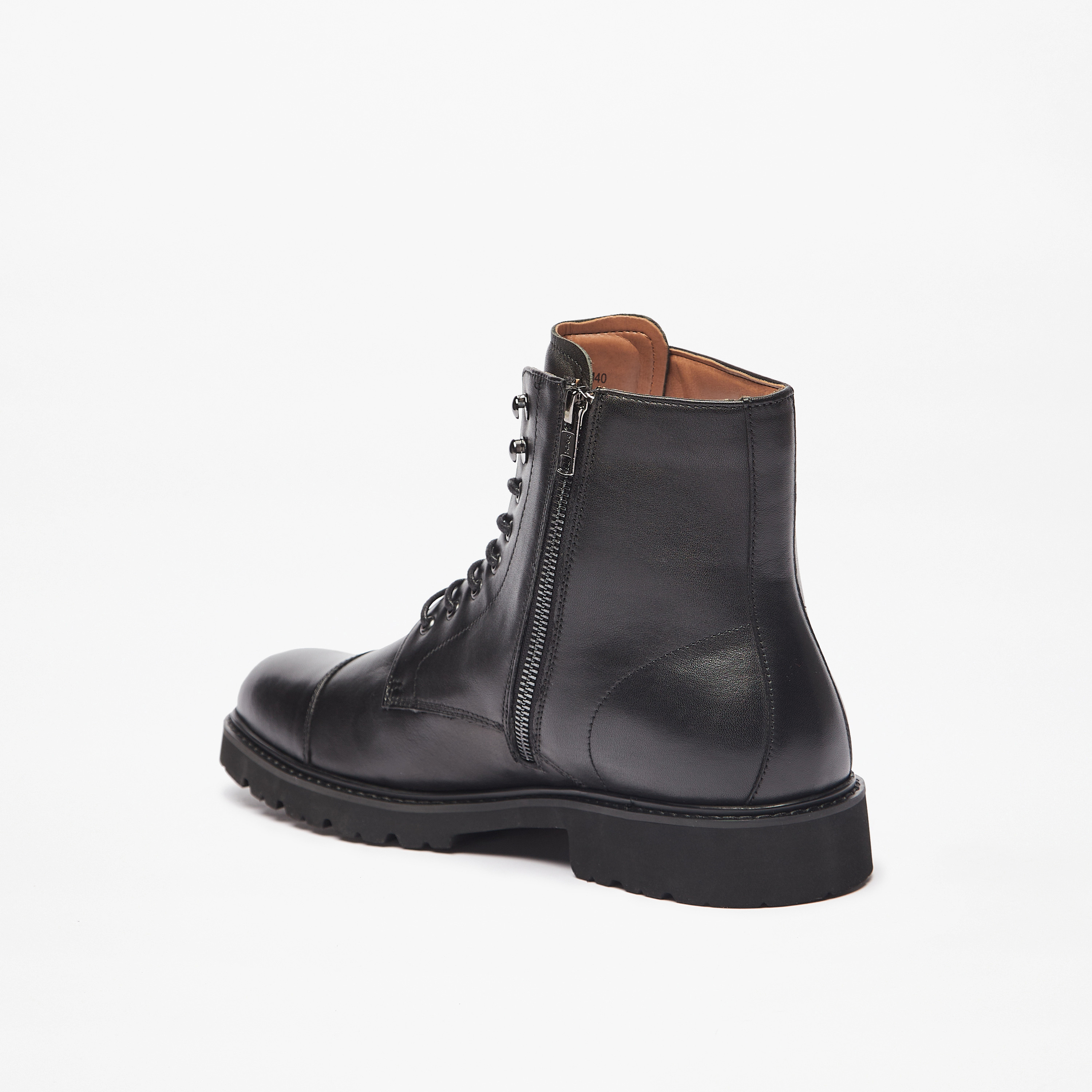 Shop Duchini Men's Leather Solid Ankle Boots with Zip Closure Online ...