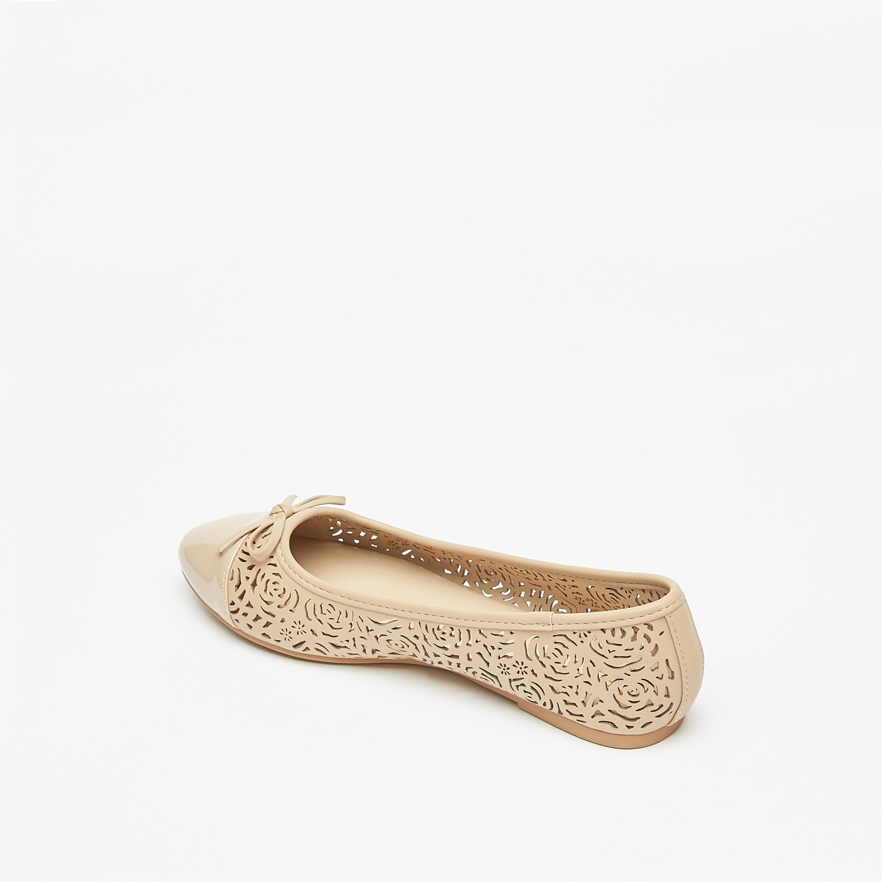 Buy Celeste Women's Cutwork Detail Slip-On Round Toe Ballerina Shoes ...