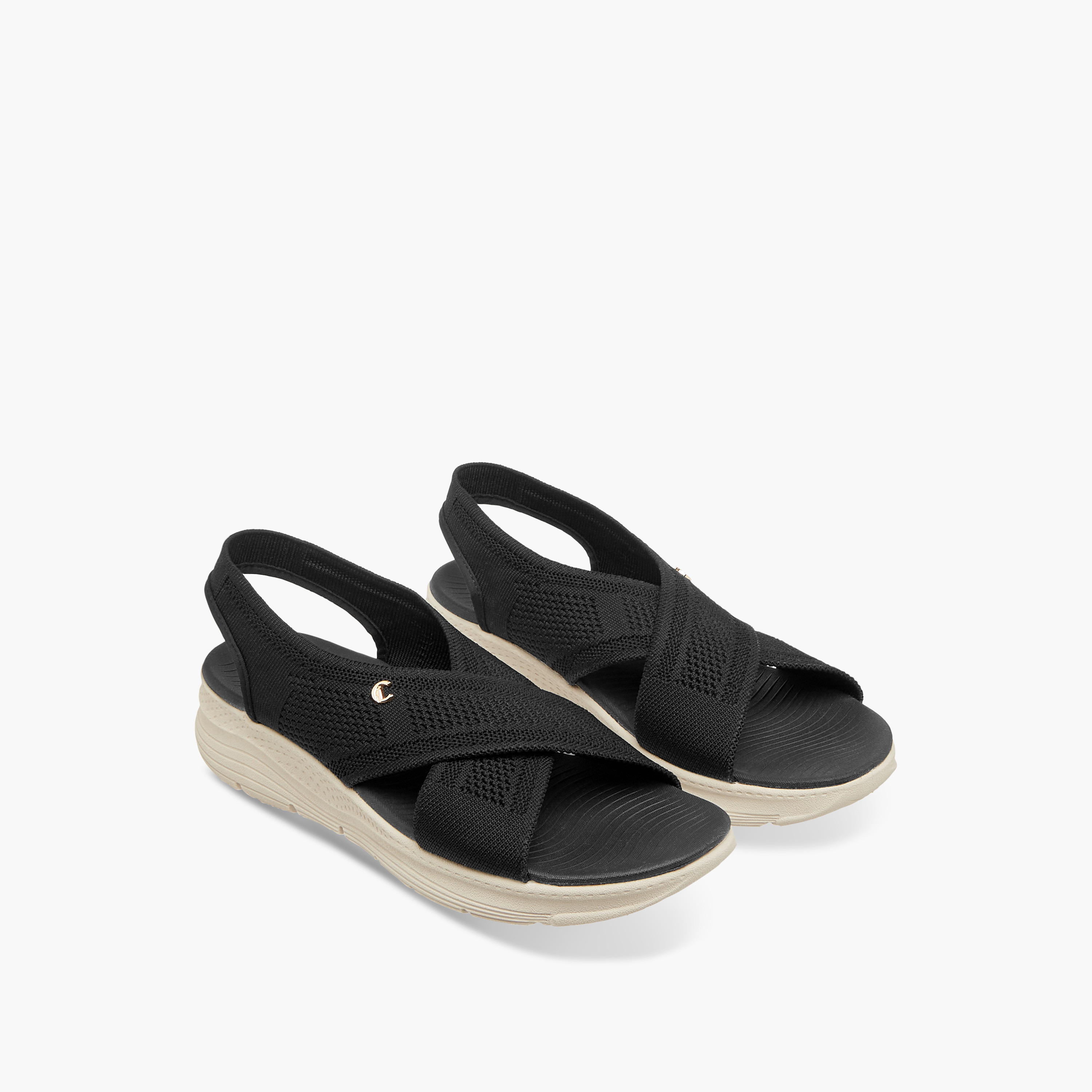 Shop Le Confort Flyknit Textured Cross Strap Comfort Sandals with ...