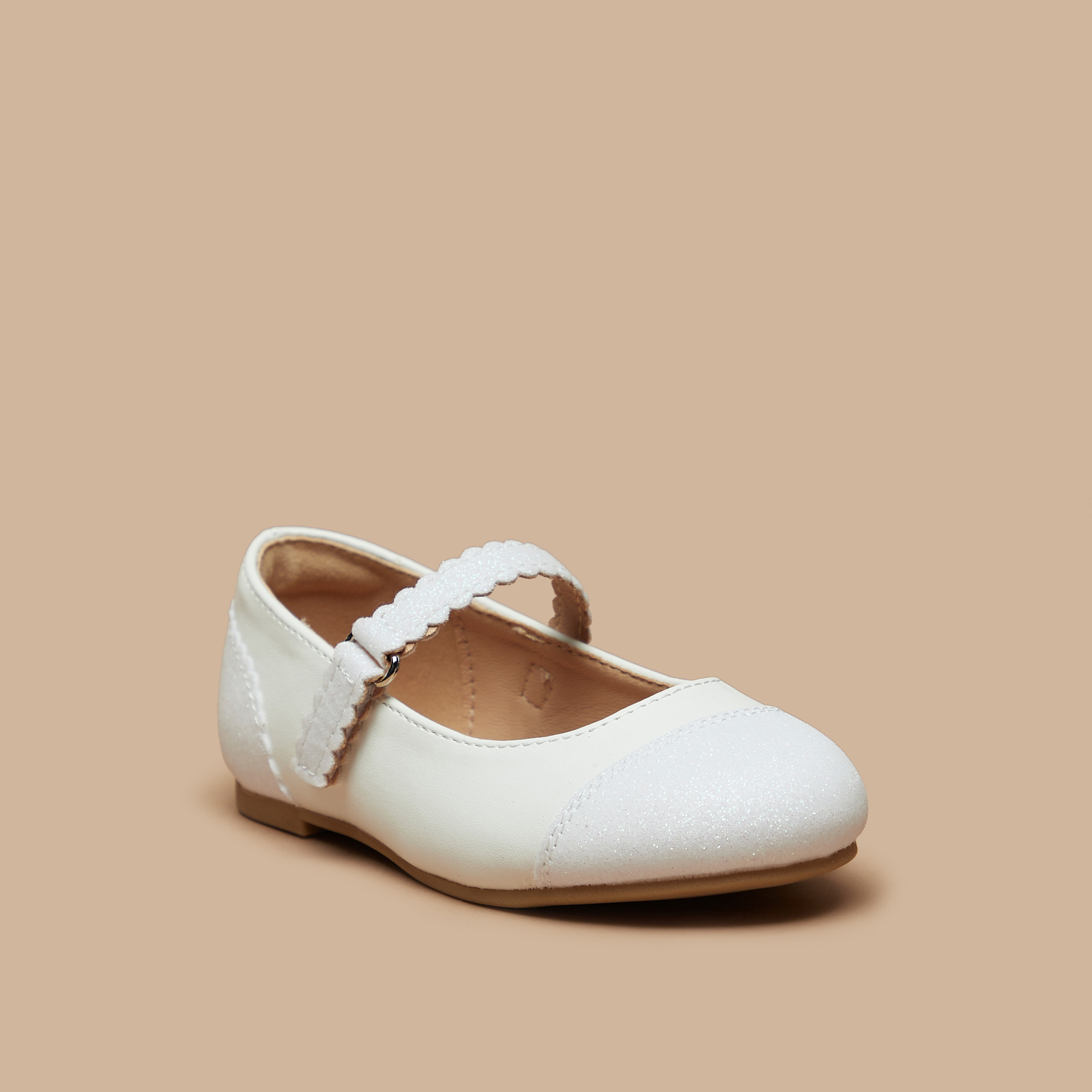 Juniors Textured Ballerina Shoes with Hook and Loop Closure