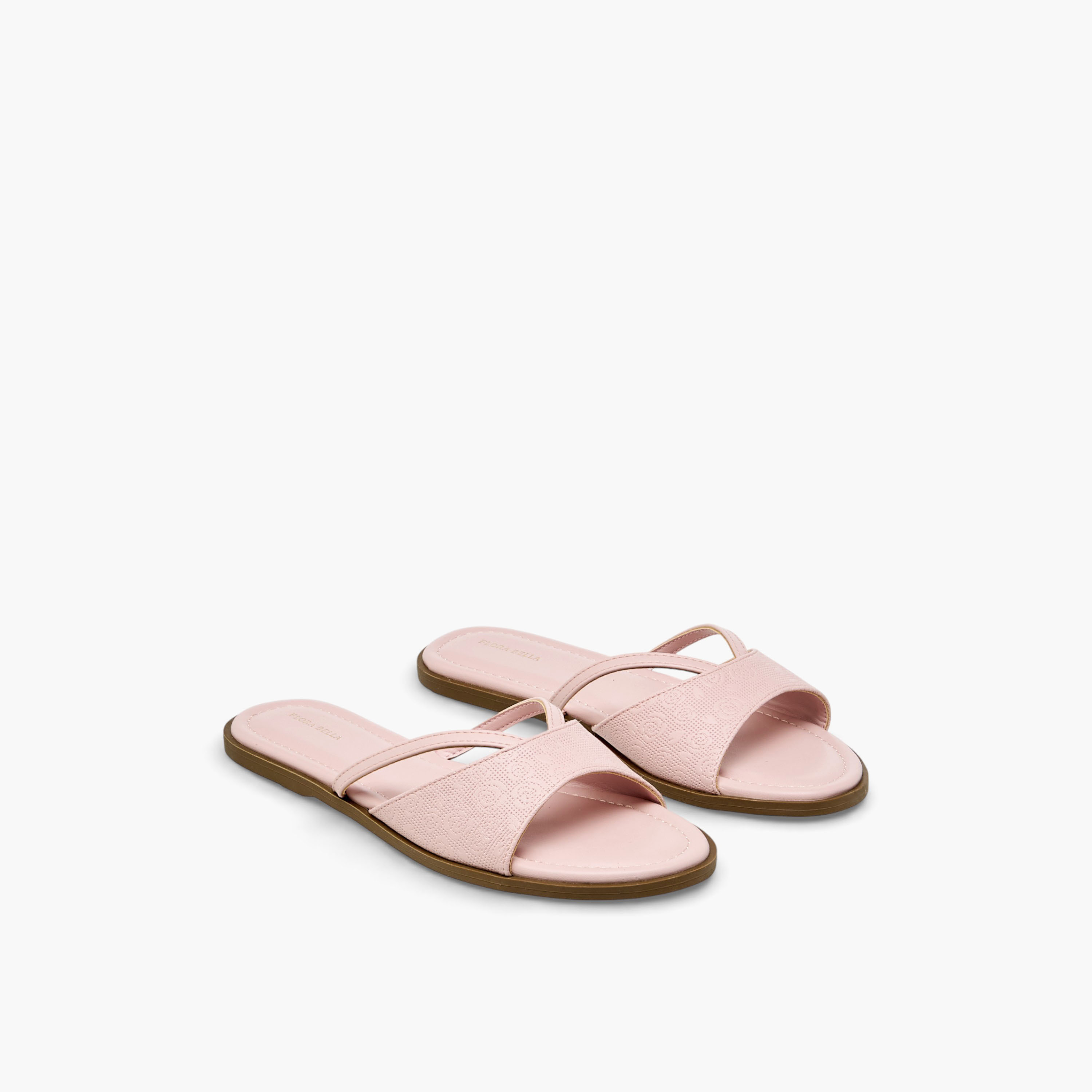 Flora Bella Women Textured Slip-On Flat Sandals