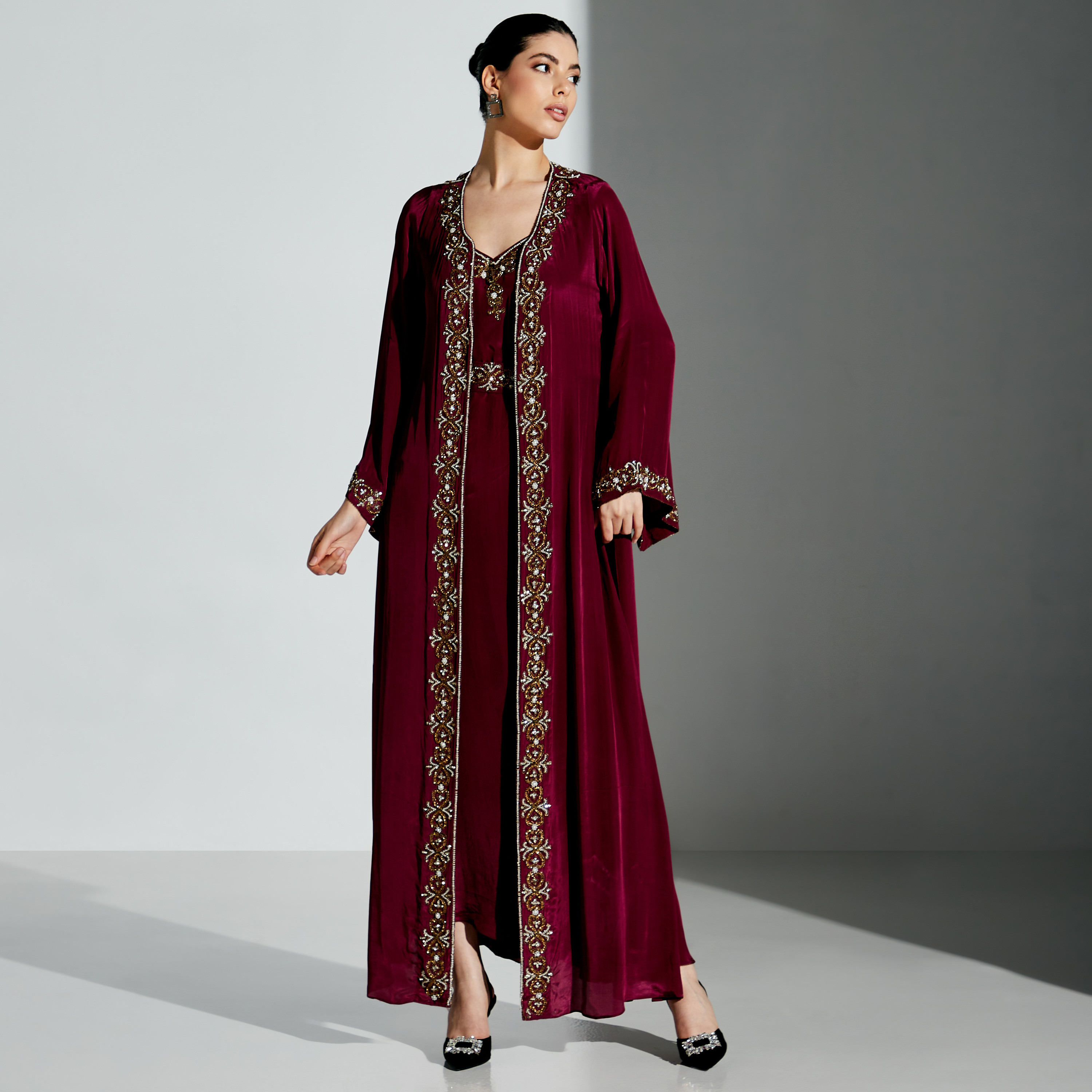 Buy Nirraamyaa Embellished Maxi Dress Set Online | Centrepoint UAE