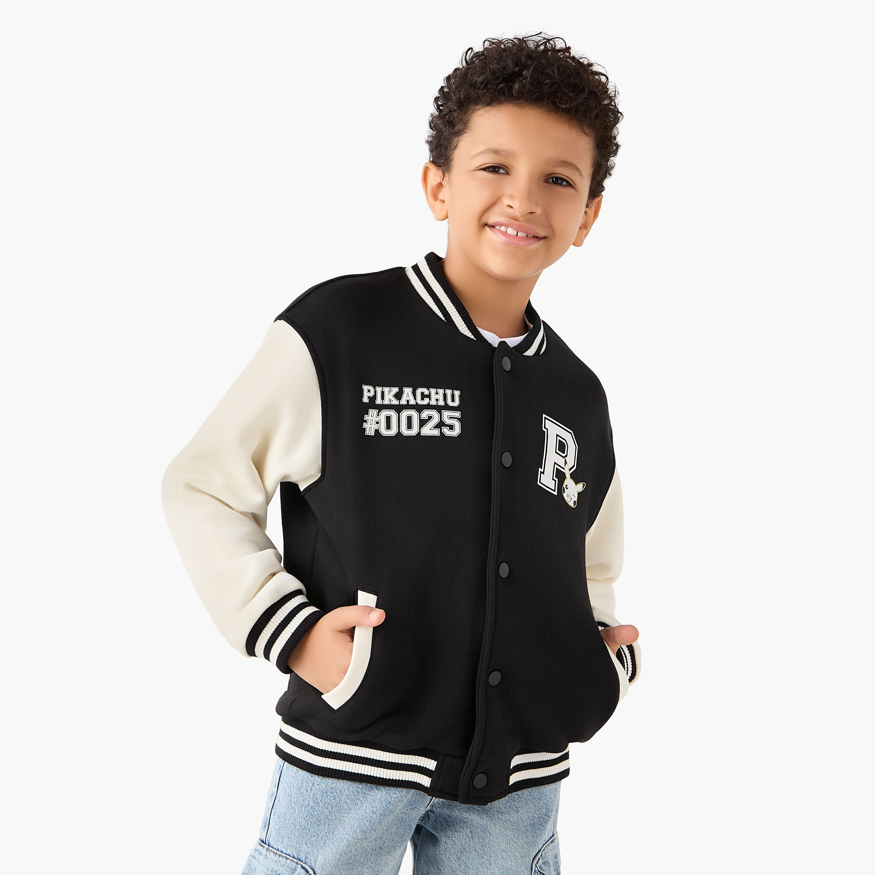 Pokemon Pikachu Varsity Jacket with Button Closure Online | Kids Boys ...
