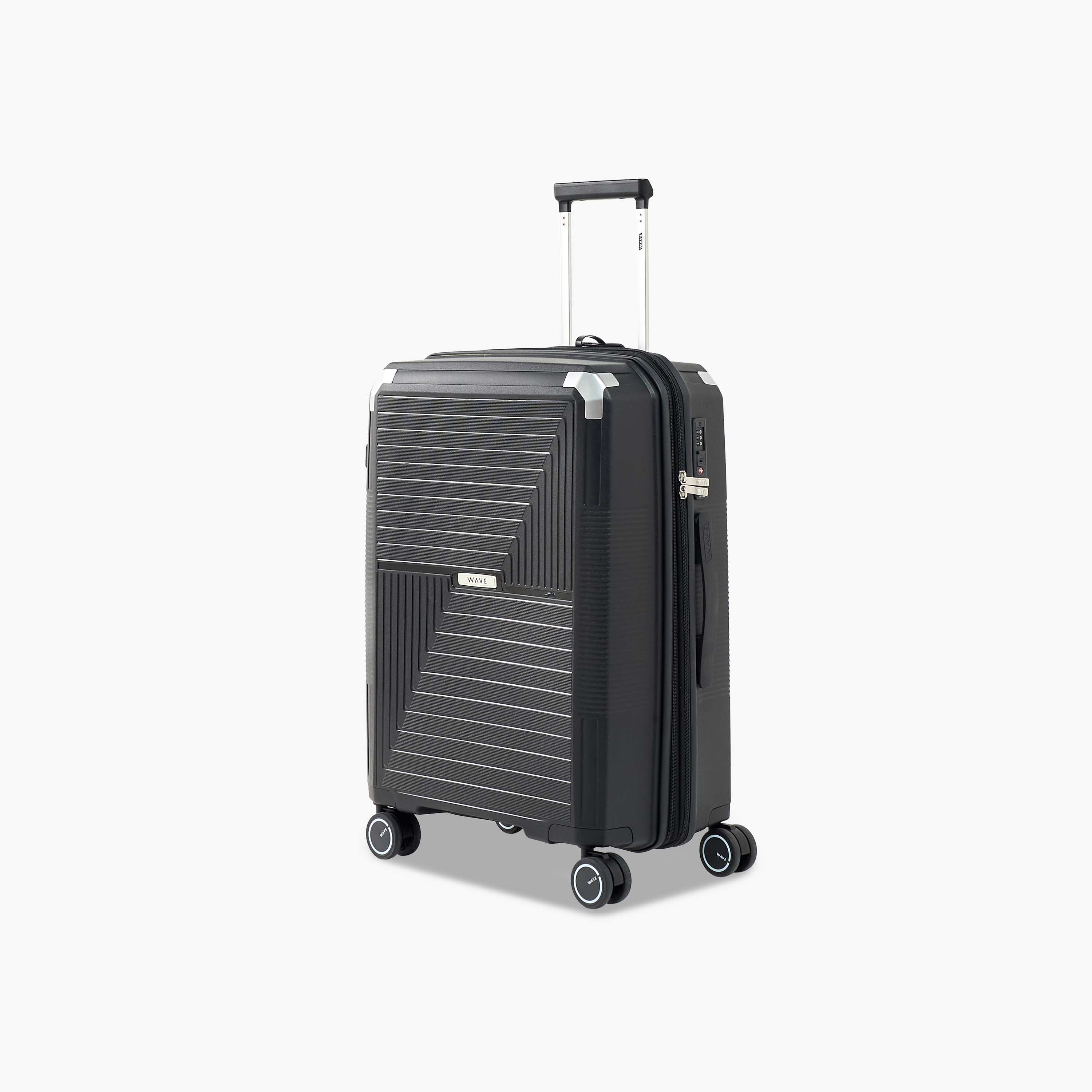 Shop WAVE Textured Hardcase Luggage Trolley with Retractable Handle ...