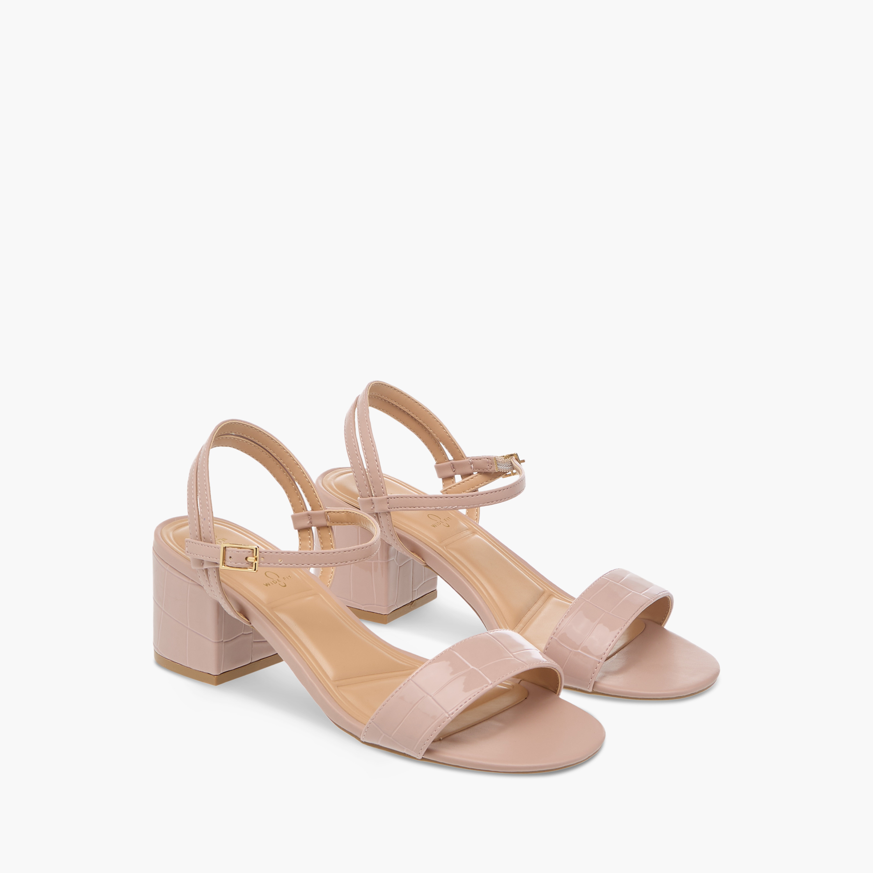 Buy Celeste Women's Textured Sandals with Block Heels and Buckle ...