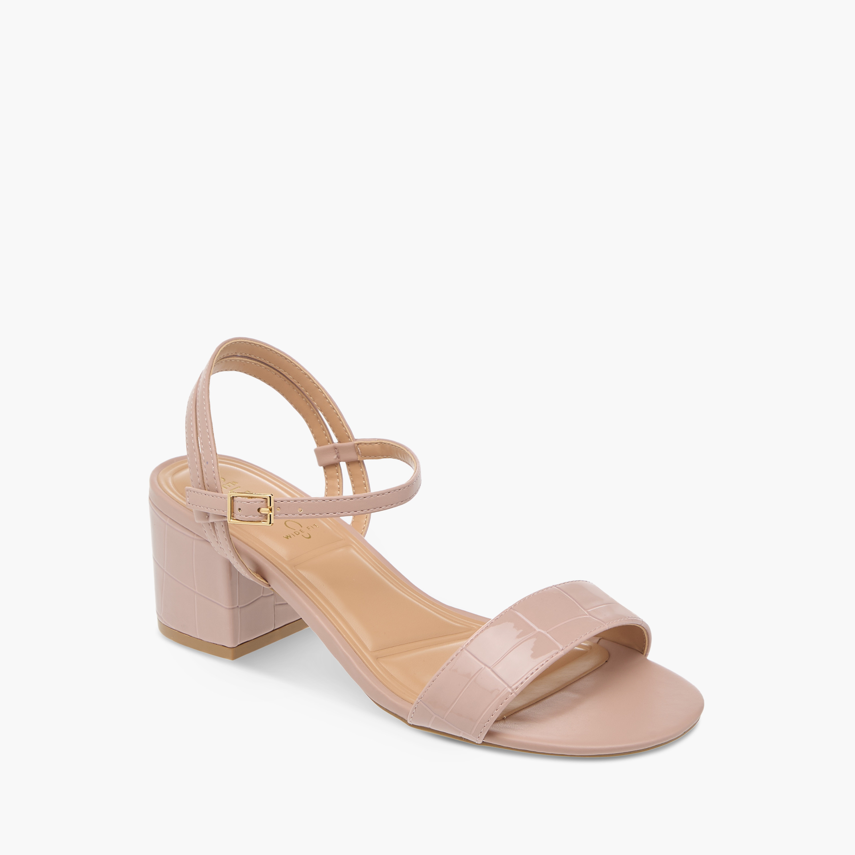 Buy Celeste Women's Textured Sandals with Block Heels and Buckle ...