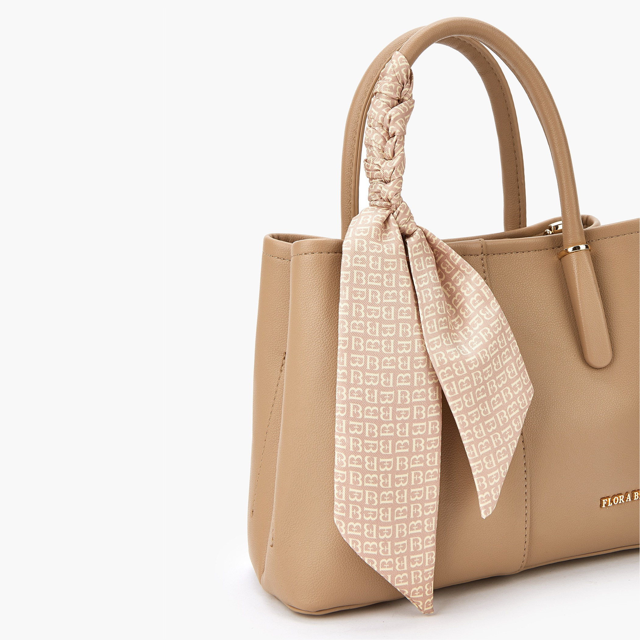 Flora Bella Scarf Accent Tote Bag with Detachable Strap and Zip Closure ...