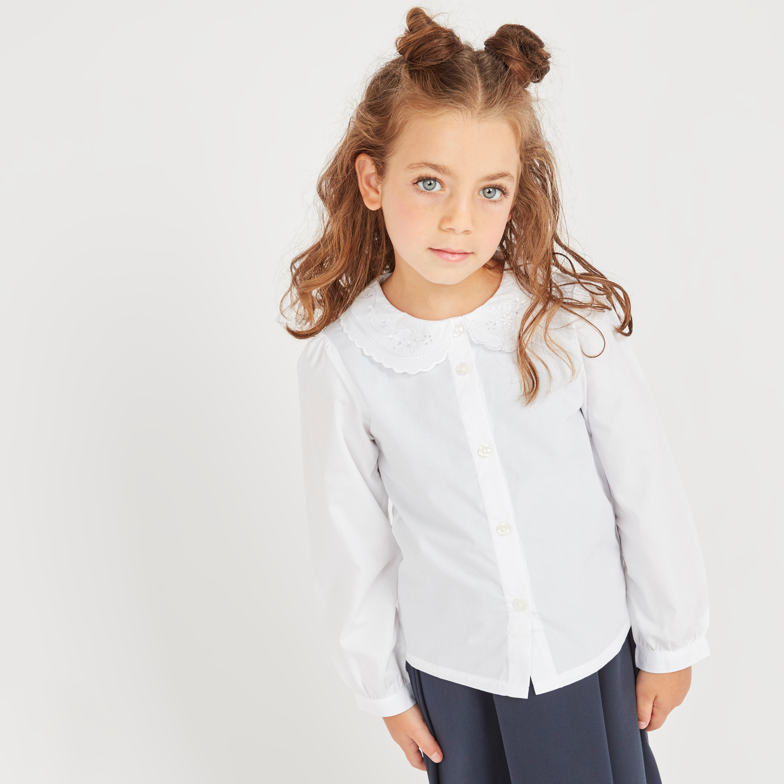 Buy Juniors Solid Collared Blouse with Long Sleeves Online Babyshop KSA