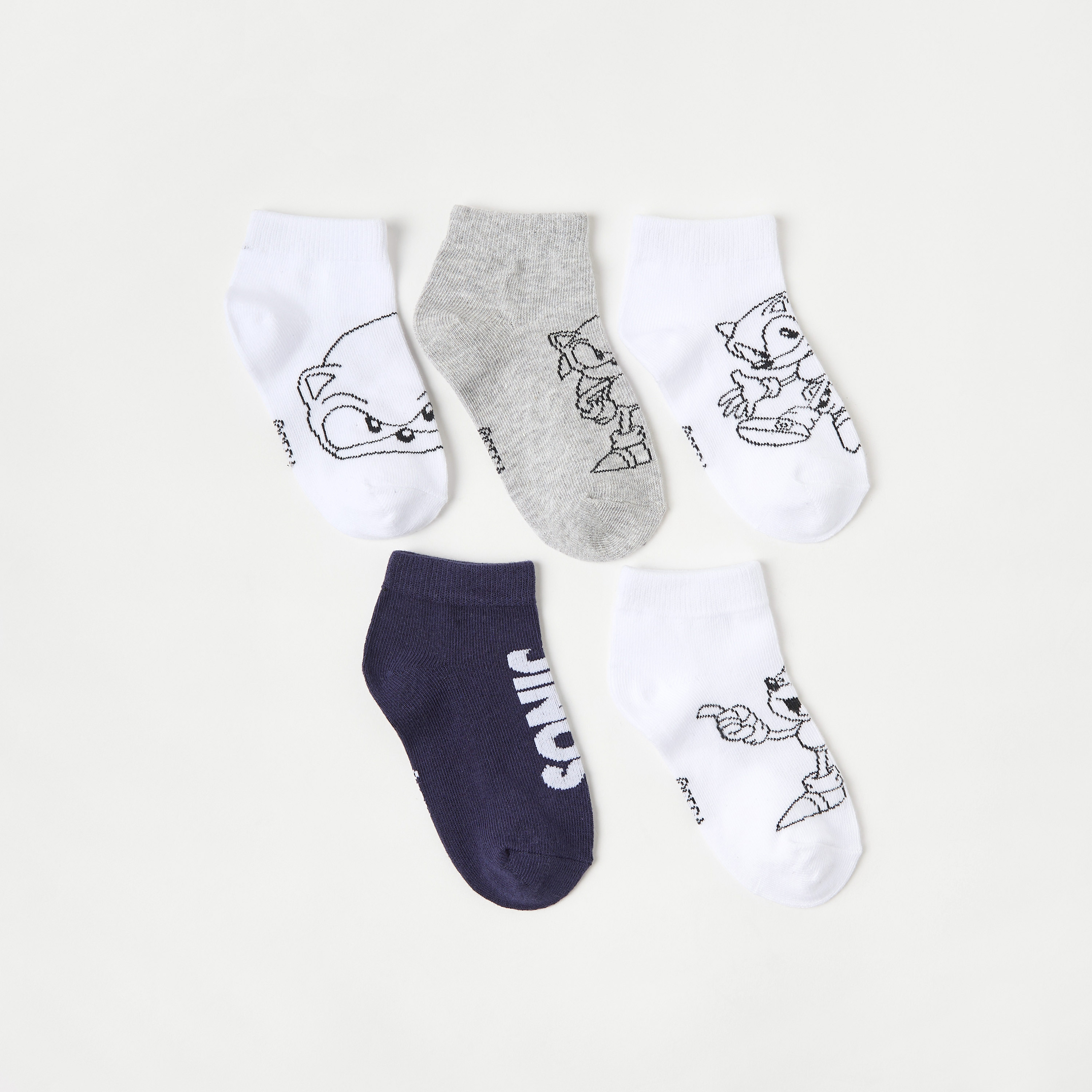 Buy Sonic the Hedgehog Print Ankle Length Socks - Set of 5 Online ...