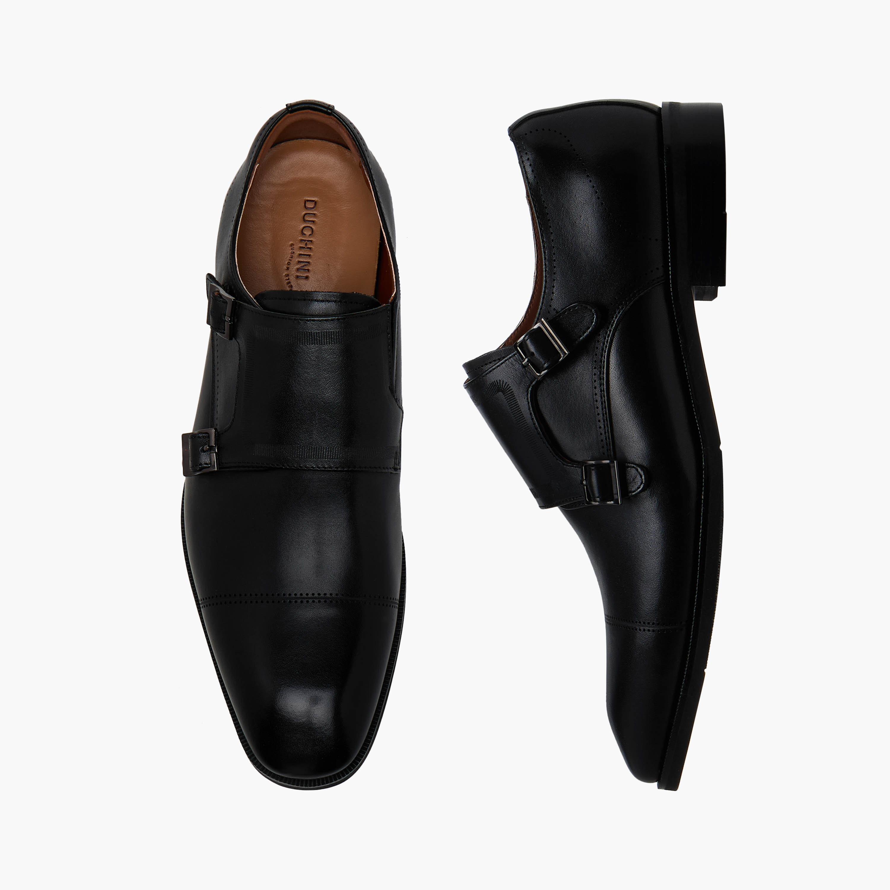 Shop Duchini Men Slip-On Leather Monk Shoes Online | Centrepoint UAE