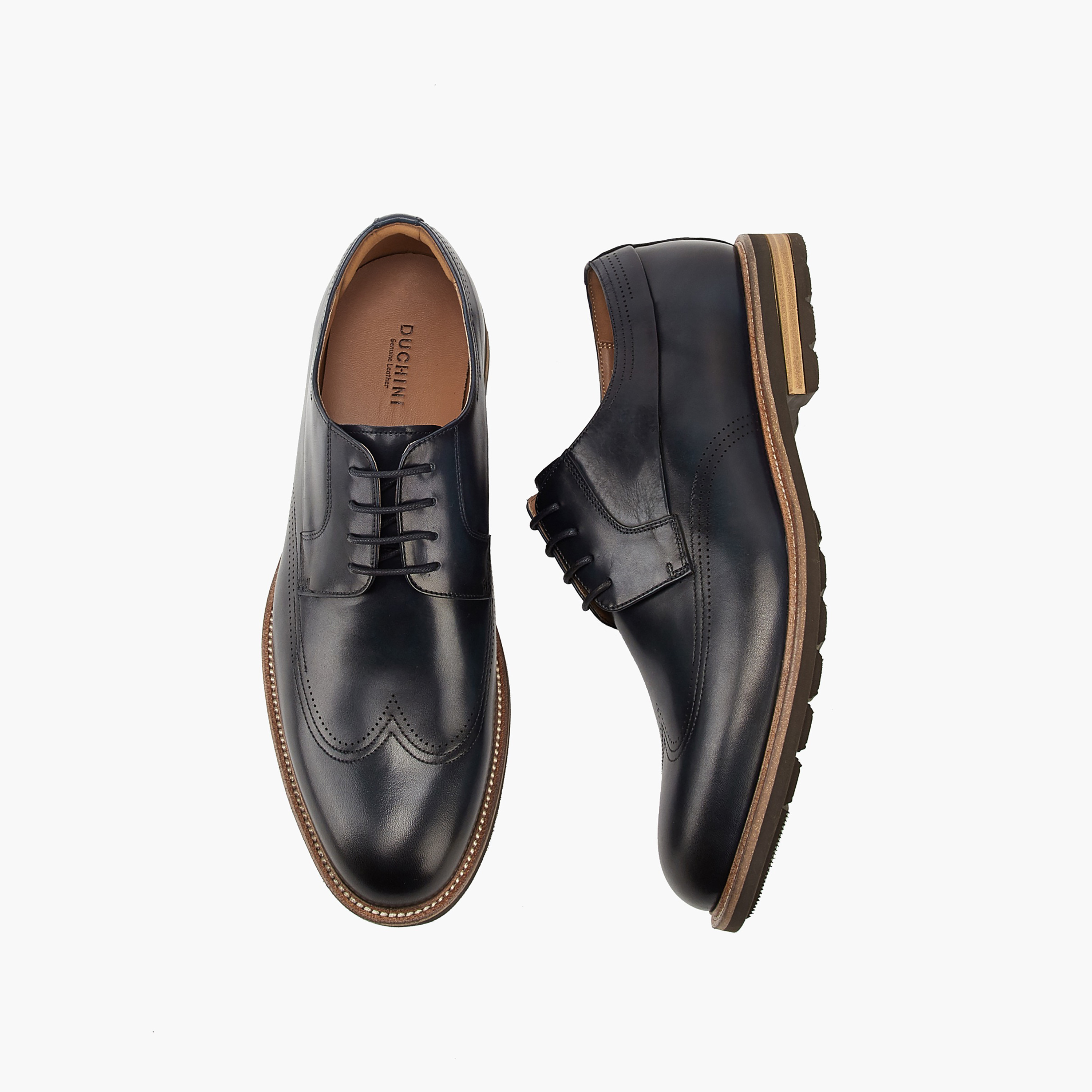 Shop Duchini Men's Leather Solid Lace-Up Derby Shoes Online ...